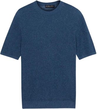 Brooks Brothers Homme, Pulls, Bleu, Taille: M T-shirt en maille coton-lin
