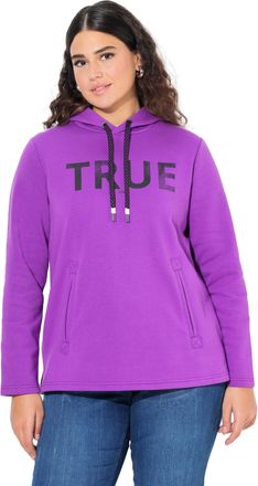 Ulla Popken Damen Hoodie, True, Kapuze, Kordel, Taschen, Langarm Sweatshirts, Lila, 62-64 EU