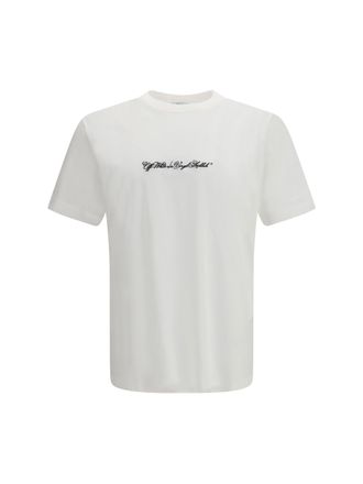 Off-white Mens T-Shirt Script Arrow White Cotton T-Shirts And Polos