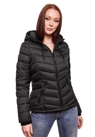 Marikoo Damen Jacke Steppjacke Winter Übergangsjacke gesteppt Herbst B403 [B403-Kuala-Schwarz-Gr.XL]