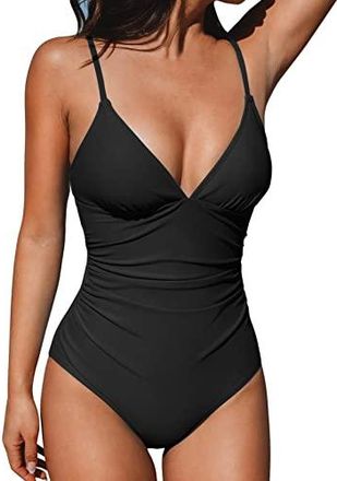 Generic Maillot de bain une pi&egrave;ce pour femme - Monokinis - Maillot de bain 1 pi&egrave;ce en toile - Style vintage - Entra&icirc;nement athl&eacute;tique - Maillot de bain gainan