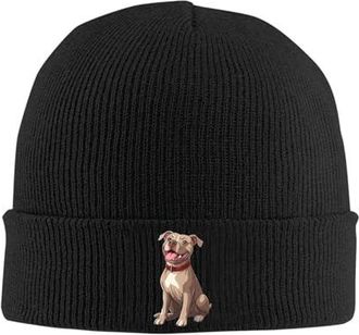 Generic Bonnet en Tricot Dessin Anim&eacute; De Pitbull Mode Chapeau Thermique Bonnet Thermo pour Femme Course &Agrave; Pied D&eacute;contract&eacute;e
