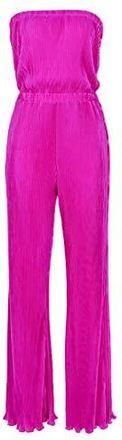Generic Tenue pour Mariage Invité Femme Combinaison Sexy et Confortable en Tissu plissé pour Femme Robe Combishort Femme (Hot Pink, L)