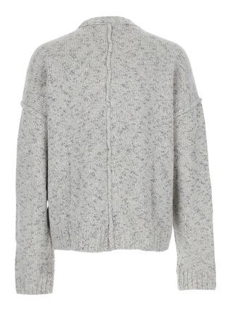 Won Hundred Mens Grey Crewneck Sweater With Dropped Shoulders Wool Tops Top