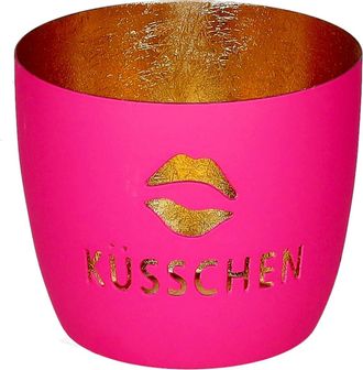 Giftcompany Madras Windlicht M Küsschen hot pink/Gold 8,5cm