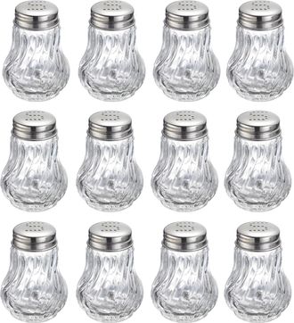 Westmark Salzstreuer, 12 Stück, Fassungsvermögen: je 50 ml, Glas/Edelstahl, Berlin, Silber/Transparent, 653722E2