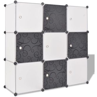 vidaXL Vidaxl - Organisateur de rangement cube avec 9 compartiments Noir/Blanc