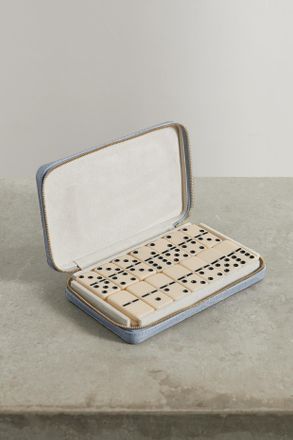 Aerin Jeu De Dominos En Cuir Effet Croco Enzo - Bleu
