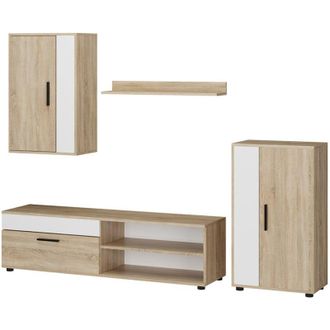 Vicco Wohnwand Berno, Sonoma/Wei&szlig;, Set, 4 Teile Vicco