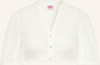 Spieth & Wensky Dirndlbluse Hilke Mit Lochspitze weiss