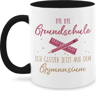 Shirtracer Tasse Tassen 325ml - Abgänger - Bye Bye Grundschule ich glitzer jetzt auf dem Gymnasium | Gymnasium Einschulung | Einschulung 5. Klasse | Schulwechsel