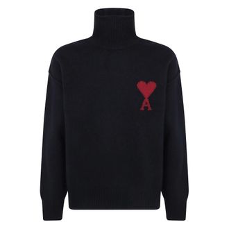 Ami Col roul&eacute;s - Homme - Pulls - Noir - Taille: S