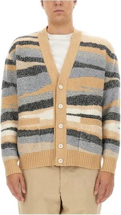 Missoni Homme, Pulls, Multicolore, Taille: XL Cardigan Intarsia Fur Stitching Wool 7GG