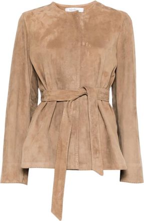 Max Mara belted suede leather jacket - Braun