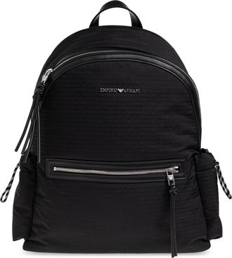 Emporio Armani Homme, Sacs, Noir, Taille: ONE Size Sac &agrave; dos en nylon avec lettrage monogramme