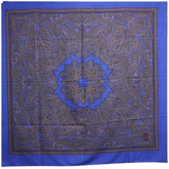 Saint Laurent Foulard en tissu Pre-owned - Femme - Pre-owned - Bleu - Taille: ONE Size