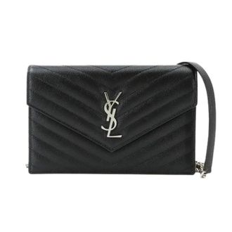 Saint Laurent Portefeuille bandouli&egrave;re Pre-owned &agrave; cha&icirc;ne - Femme - Pre-owned - Noir - Taille: ONE Size