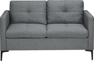 HOMCOM Canapé 2 Places 133 cm Style Contemporain avec 4 Coussins piètement Acier Noir revêtement Tissu Aspect Lin Gris foncé