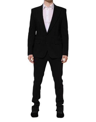 Dolce & Gabbana Mens Black Martini Single Breasted 2 Piece Suit Cotton Viscose Elastane