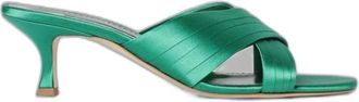 Manolo Blahnik Vieramul Pleated Mule - - Shoes - Damen - Gr&uuml;n - 38 EU