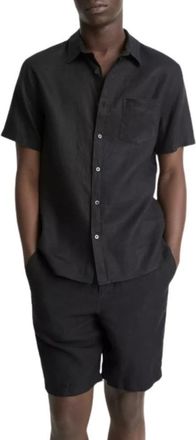 Vince Homme, Chemises, Noir, Taille: 2XL Chemise &agrave; manches courtes en lin