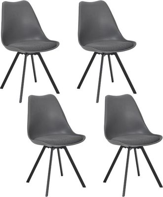 The Home Deco Factory Chaise Avec Coussin Atome Gris - Lot De 4