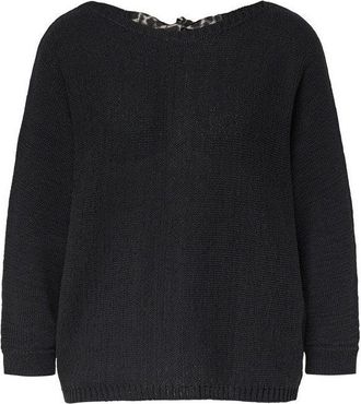 Comma 3/4 Arm-Pullover Strickpullover Baumwollpullover mit Leo-Schleifendetail am R&uuml;cken