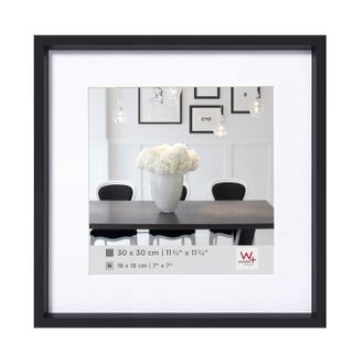 Walther Design Bilderrahmen schwarz 20 x 20 cm mit Passepartout, Steel Style Kunststoffrahmen ES220B