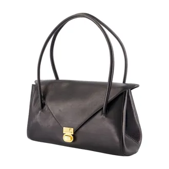 Marni Womens East West Shoulder Bag - Marni Leather Black Calfskin Shoulder-Hobo-Bags