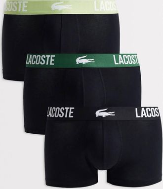Lacoste 5er-Pack Unterhosen in Schwarz mit gr&uuml;nem Bund