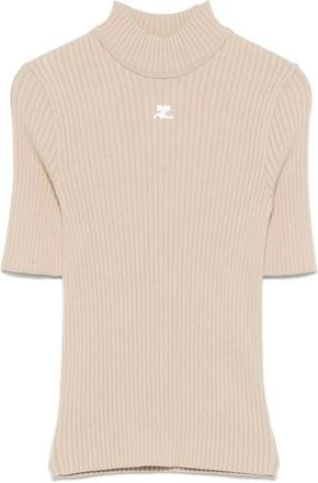Courr&egrave;ges Femme, Pulls, Beige, Taille: 40 FR Reedition Short Sleeves Sweater