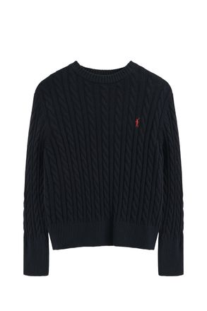 Polo Club Pullover marineblau mit Rundhalskragen aus Wollgemisch mit gesticktem Rigby Go-Logo