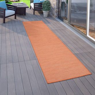 Paco Home Outdoor Teppich Balkon Terrasse Pastellfarben Flachgewebe Gartenteppich Modern, Grösse:120x160 cm, Farbe:Terrakotta
