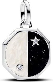 Pandora Me Yin & Yang 793688C01 Breloque en argent sterling avec zircone, Schwarz/Weiß, Argent sterling, Zircone cubique