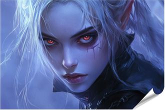 Islandburner XXL Bild Poster Winterliche Elfe mit leuchtend roten Augen Premium Bilder Fotodruck