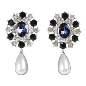 Self Portrait Crystal Pearl Droplet Ohrringe - - Accessories - Damen - Blau - ONE SIZE