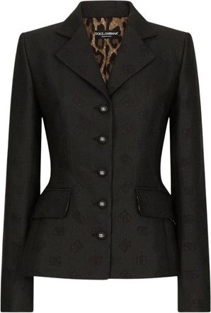 Dolce & Gabbana Femme, Vestes, Noir, Taille: 46 FR Veste Dolce en jacquard matelass&eacute; avec logo DG