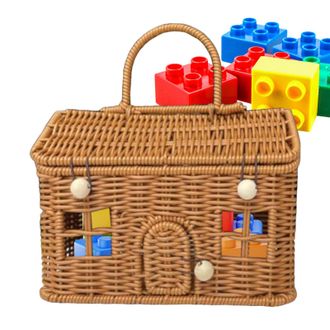 Generic Wicker Aufbewahrungskorb - Landhausstil Handgewebte Aufbewahrungsbox Mit Deckel | F&uuml;r Stofftiere, Stilvolle Rattankorb Badezimmerzubeh&ouml;r, Trockenfutte