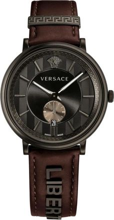Versace Lederarmbanduhr - - Accessories - Herren - Braun - ONE SIZE