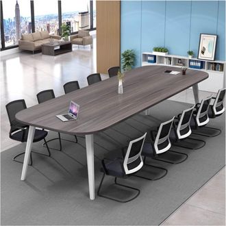 Generic Moderner gro&szlig;er B&uuml;ro-Konferenztisch, Besprechungstisch, for B&uuml;ro, multifunktionaler Besprechungstisch, Metallrahmen mit starker Tragf&auml;higkeit(Gris)