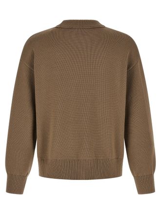 Ami Mens Beige Wool Cardigan Clothing