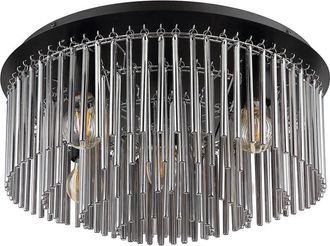 Globo Lighting Globo Deckenleuchte Schwarz mit Glas Lampenschirm in Rauchfarben, &Oslash; 50cm, 15698D1