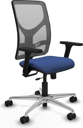 Piqueras y Crespo Einfacher Schreibtischstuhl mit 3D-Armen, h&ouml;henverstellbare Lendenwirbelst&uuml;tze, ausgestattet mit Syncro/Traslack und Schneideschaum, Grau/Marineblau