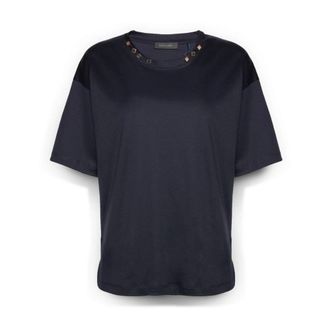 Elena Miro T-Shirt mit Monogramm-Applikationen - - Tops - Damen - Blau - L