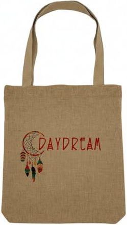 Fabulous Sac Shopping Tote Bag Aspect Lin - Daydream Bohemian Chic Hippie Culture - Sac de Courses Toile Epaisse 360g Beige Naturel Cabas Port&eacute; Epaule Solide I