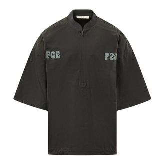 Fear of God Homme, Sport, Noir, Taille: M T-shirt Manches Courtes Demi-Zip