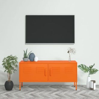 vidaXL Vidaxl - Meuble TV orange 105x35x50 cm en acier - 2 portes avec &eacute;tag&egrave;re - Niveleurs ajustables - 4 trous pour c&acirc;bles