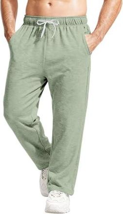 Generic Pantalon tendance &agrave; coupe droite pour homme, pour sortir, trajets quotidiens, taille &eacute;lastique, l&eacute;ger et confortable, vert menthe, 3XL