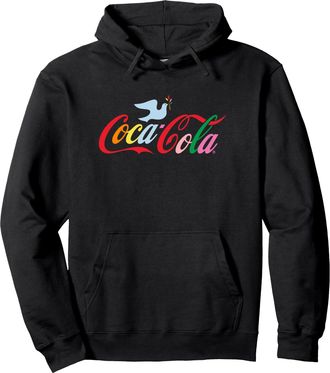 Coca Cola Ware Dove Rainbow Logo Text Pullover Hoodie