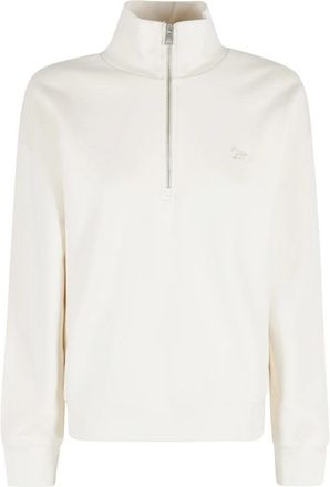 Maison Kitsun&eacute; Femme, Sweatshirts et sweats &agrave; capuche, Beige, Taille: 36 FR Baby Fox Half Zip SweaT-shirt